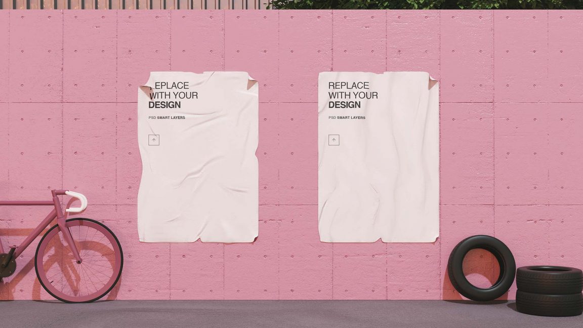 Graffiti Wall, Ragged Paper Poster Mockup PSD free - PsFiles