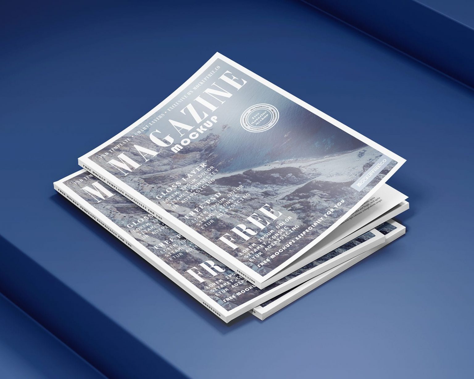 Realistic 3 Free Magazine Mockups PSD sets - PsFiles