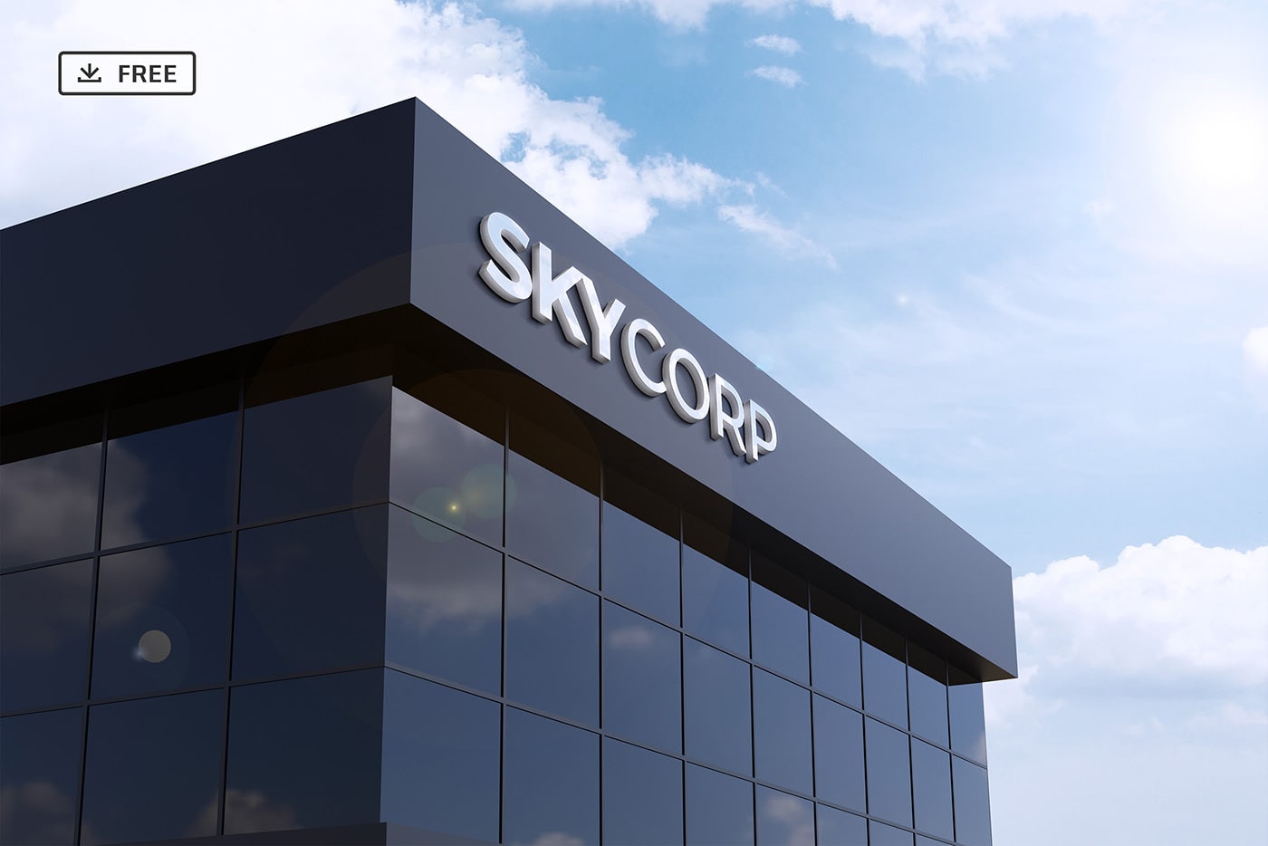 Free Corporate Office Building 3D Logo Mockup PSD - Best Free Mockup