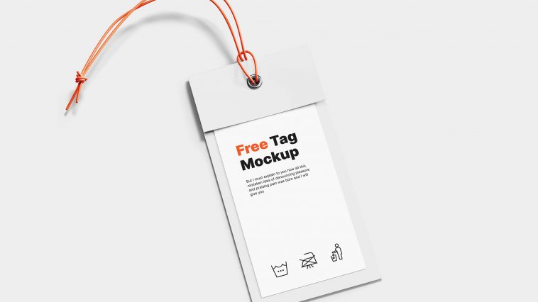 Free Front View of a Label on Rope Mockup Free PSD - PsFiles