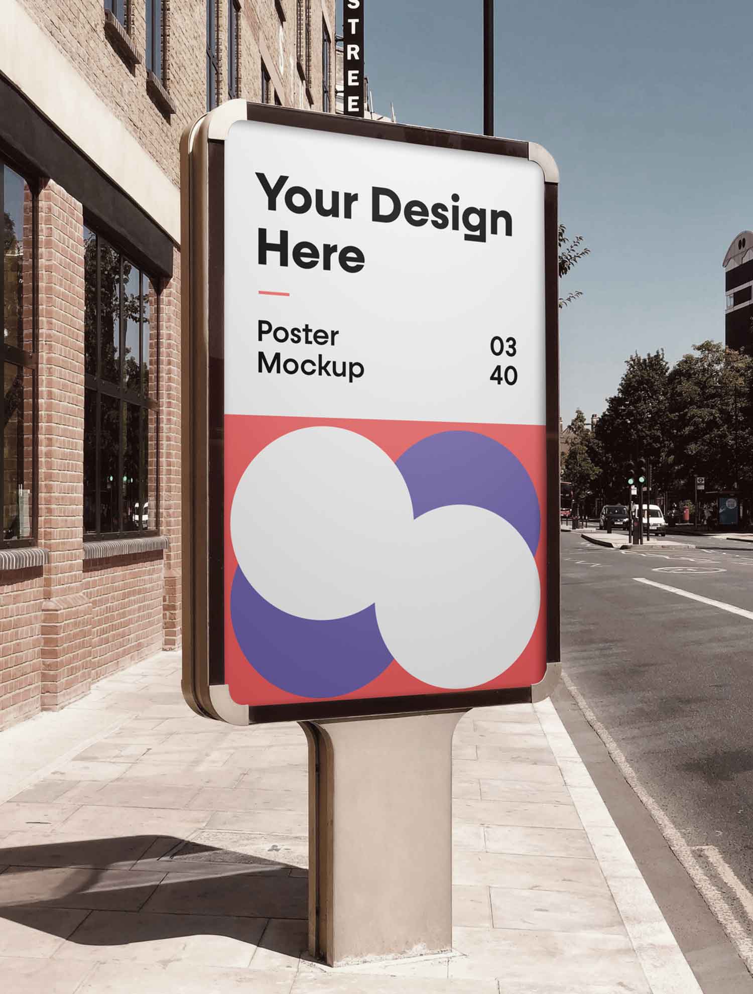 Free Round Corners City Signboard Poster Mockup PSD - Free PsFiles