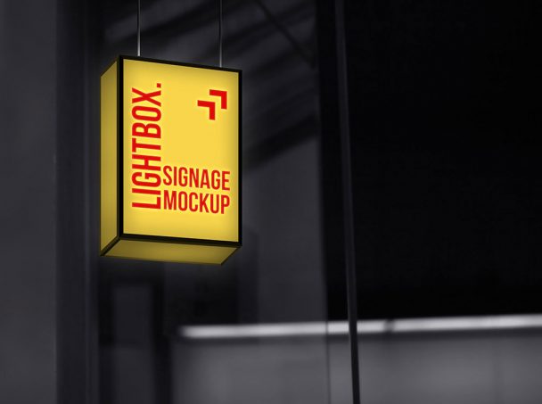 LightBox Logo Sign Mockup PSD - PsFiles