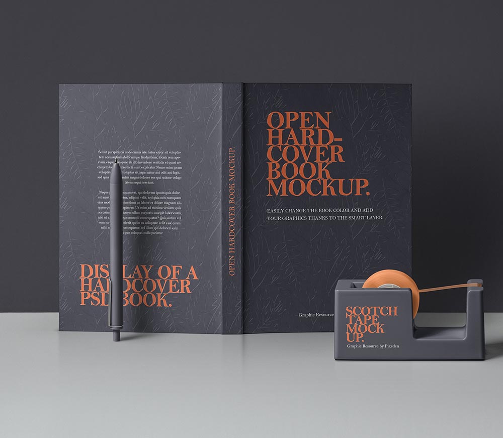 Free Premium Quality Open Hardcover Book Mockup - PsFiles