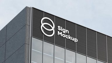 Free Logo Sign Mockup on Corporate Building PSD - PsFiles