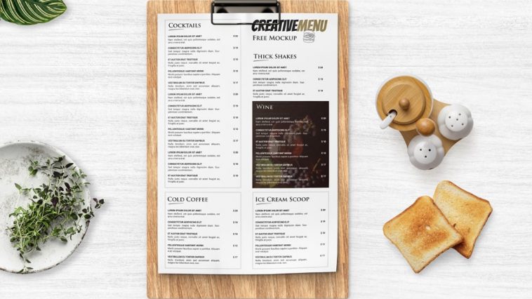 Free Restaurant Menu Card PSD Mockup - PsFiles