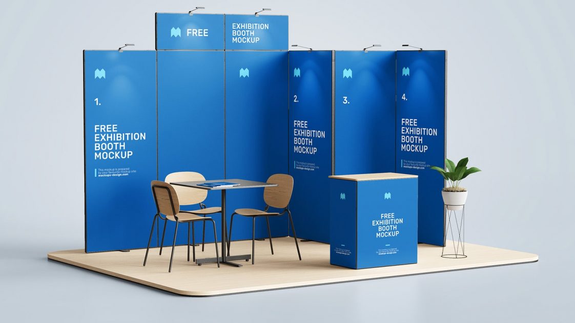 Free Exhibition Pop-Up Display Stand Mockups PSD sets - PsFiles