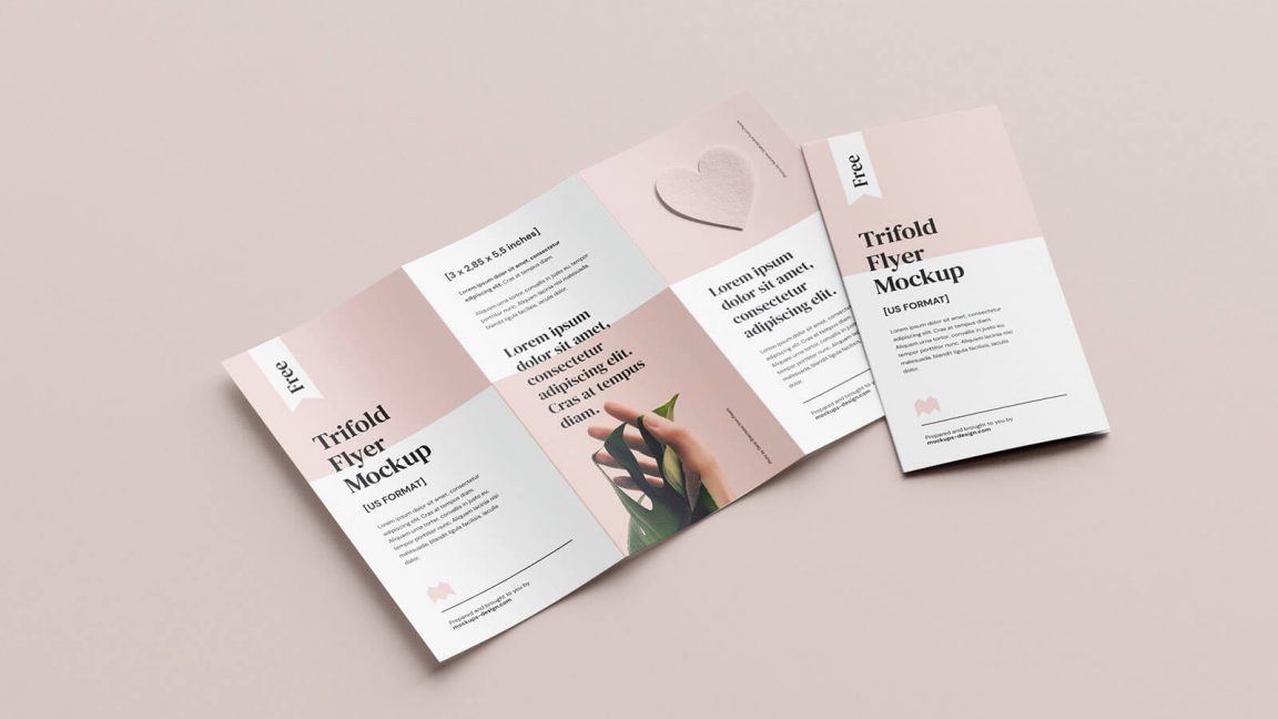 Free Tri-Fold DL Flyer Mockup PSD set with Shadow Overlay - PsFiles