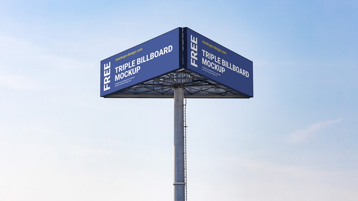 Triangular Advertising Billboard Mockup Free PSD Set - PsFiles