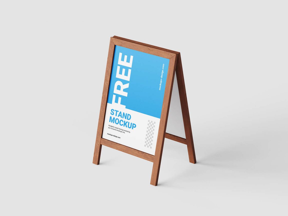 Free Outdoor Wooden A-Stand Stand Mockup PSD 3 set - PsFiles