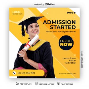 Free College Admission Instagram Post Design PSD Template - PsFiles