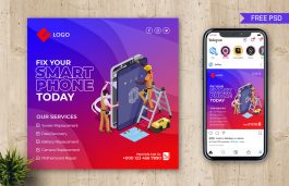 Free Smart Phone Repair Instagram Post Design PSD Template - PsFiles