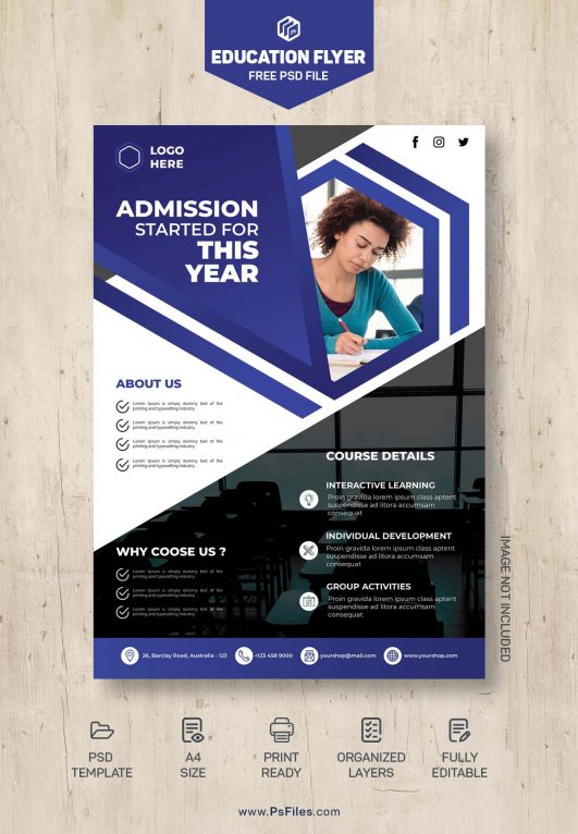 Free College Education Flyer Template PSD 02 - PsFiles