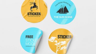 Round and Square Curl Edged Sticker Mockups Free PSD - PsFiles