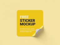6 Free Square Sticker Mockup PSD set - PsFiles