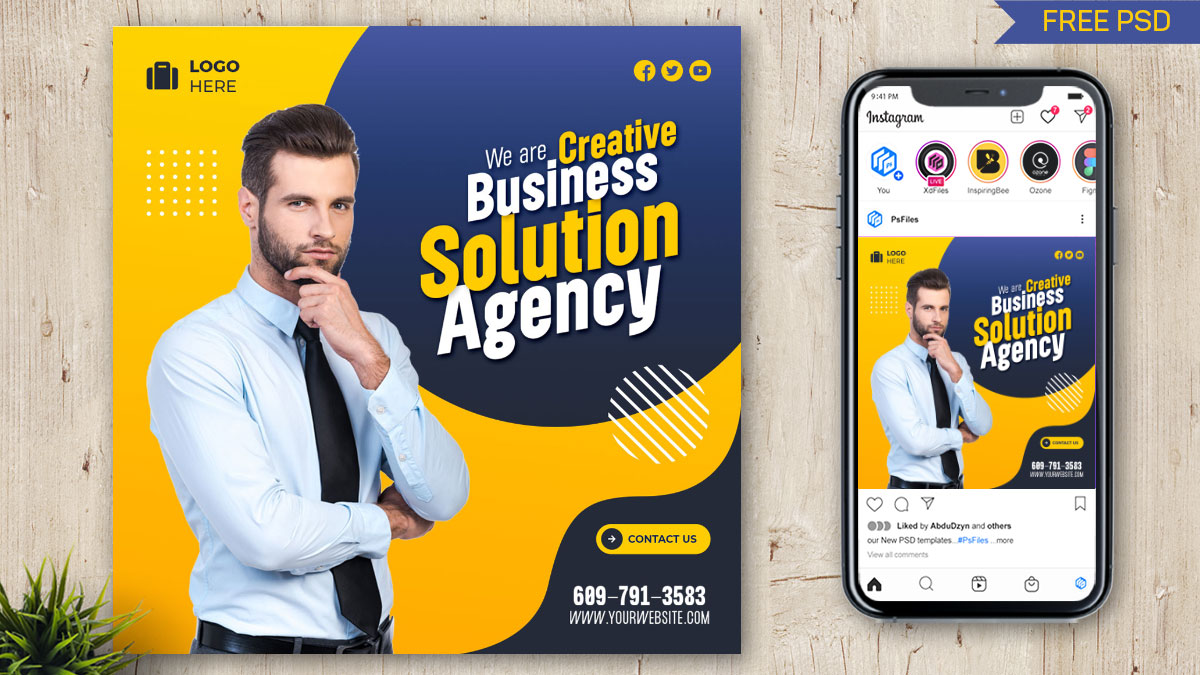 Free Instagram Post Design PSD Template Digital Marketing Agency