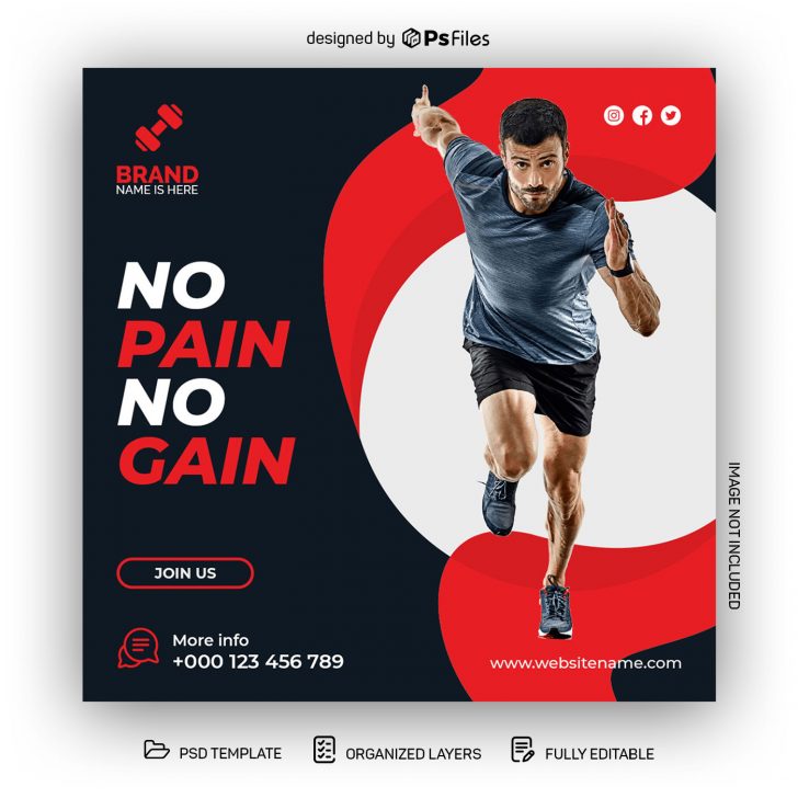 Free Creative Sports Instagram Post Design PSD Template 05 - PsFiles