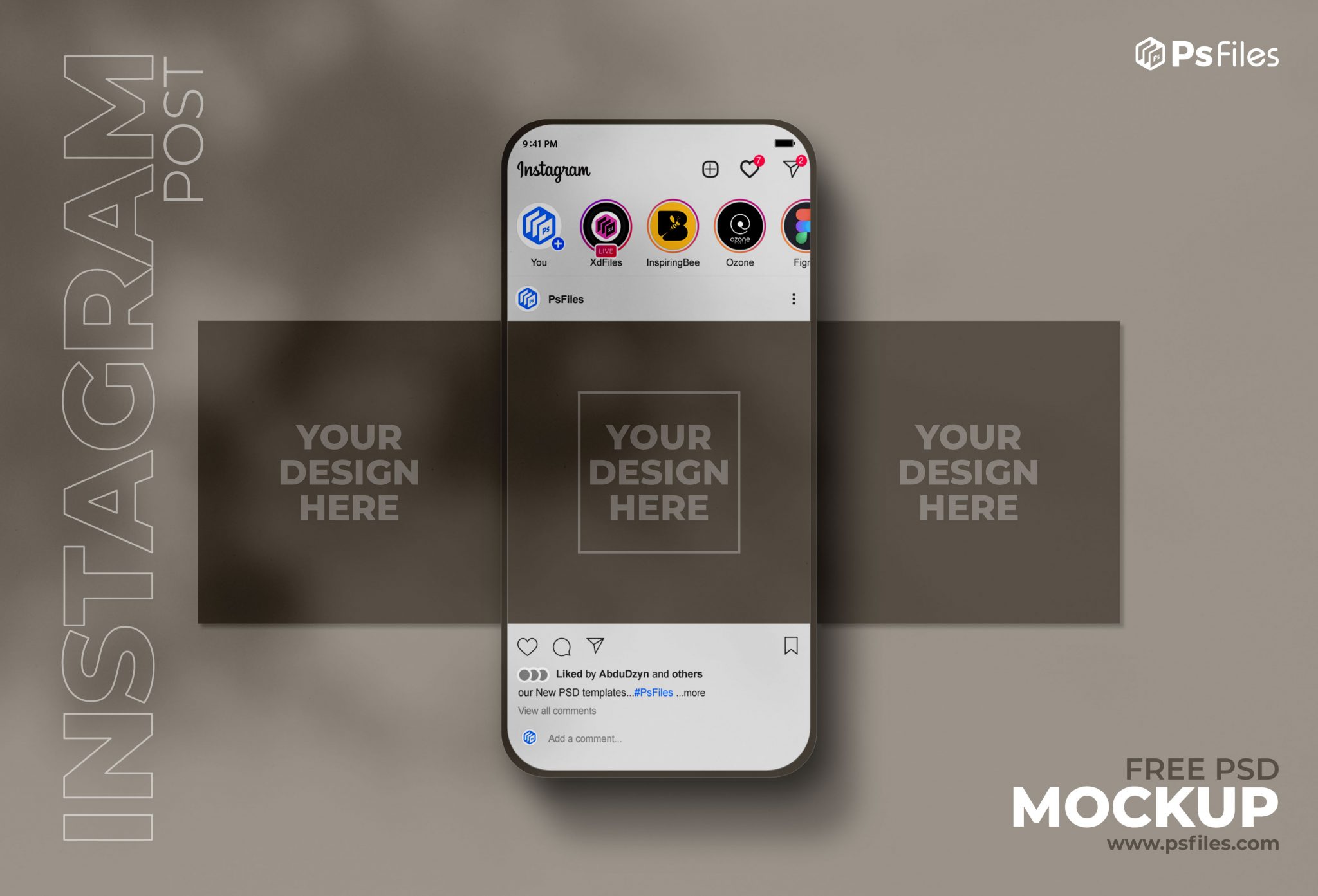 Free Instagram Carousel Post Mockup PSD Shadow Overlay PSD - Free ...