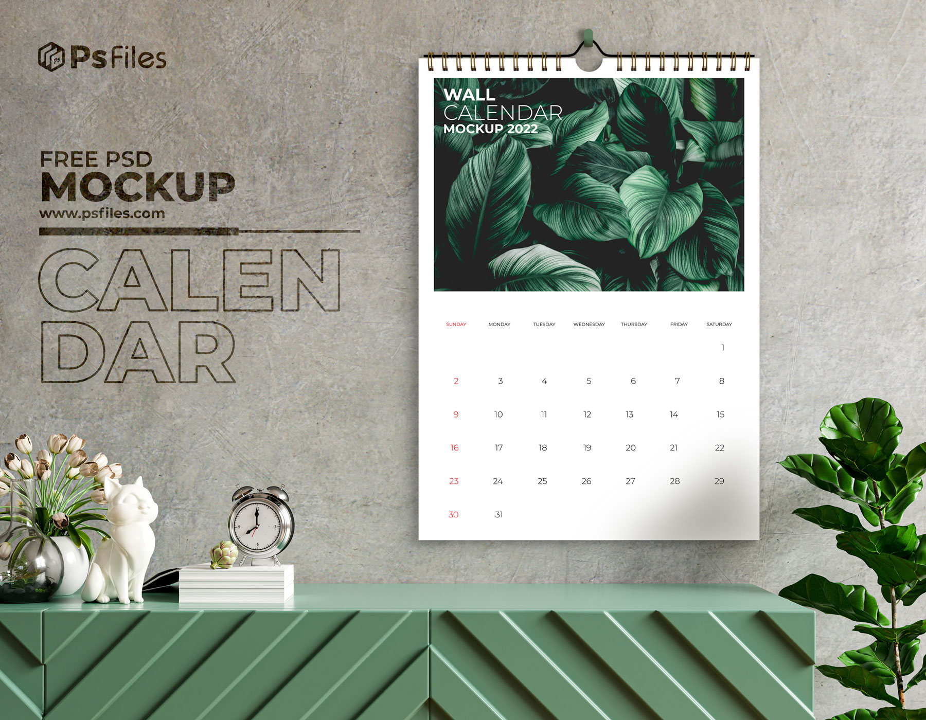 Free Wall Calendar Mockup PSD free download - PsFiles