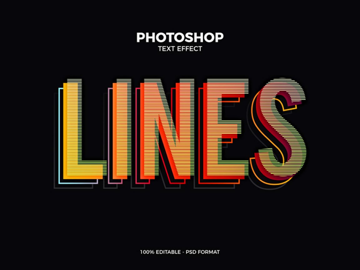 Free Lines Photoshop Text Effect PSD - PsFiles