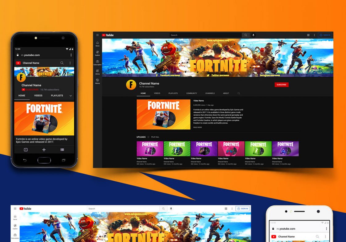 Free YouTube Channel Art Mockup PSD Template - Free Photoshop PsFiles