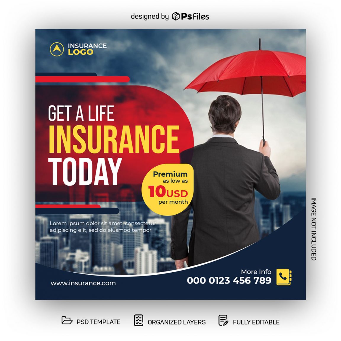 Free Health Life Insurance Agency Social Media Post PSD Template