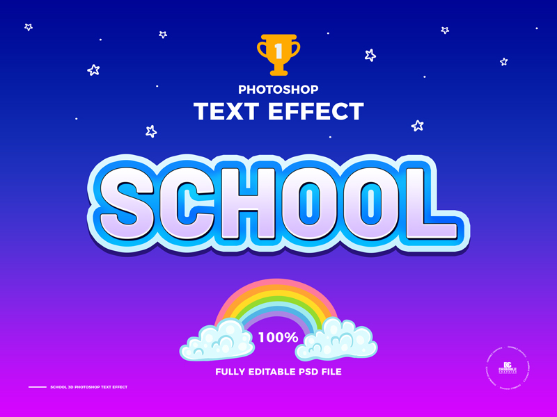 School Editable Free Photoshop Text Effect PSD - PsFiles