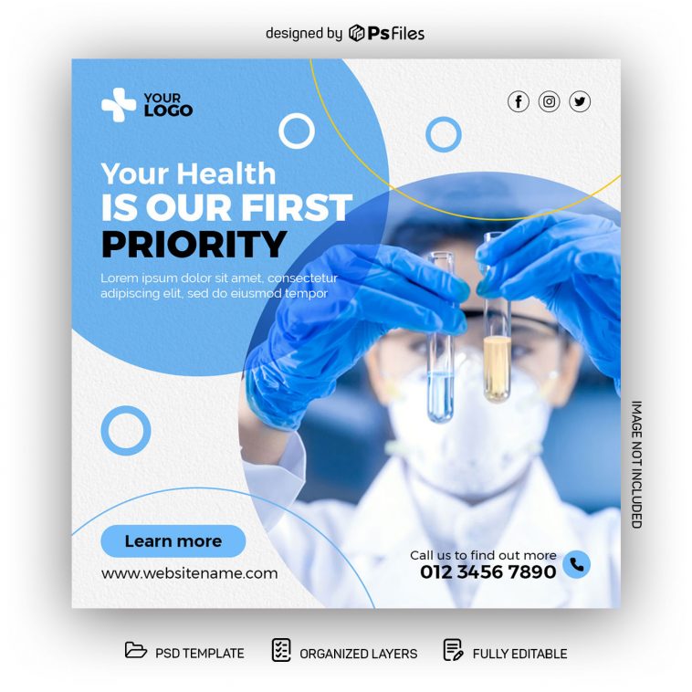 Free Hospital Health Care Social Media Post PSD Template - PsFiles