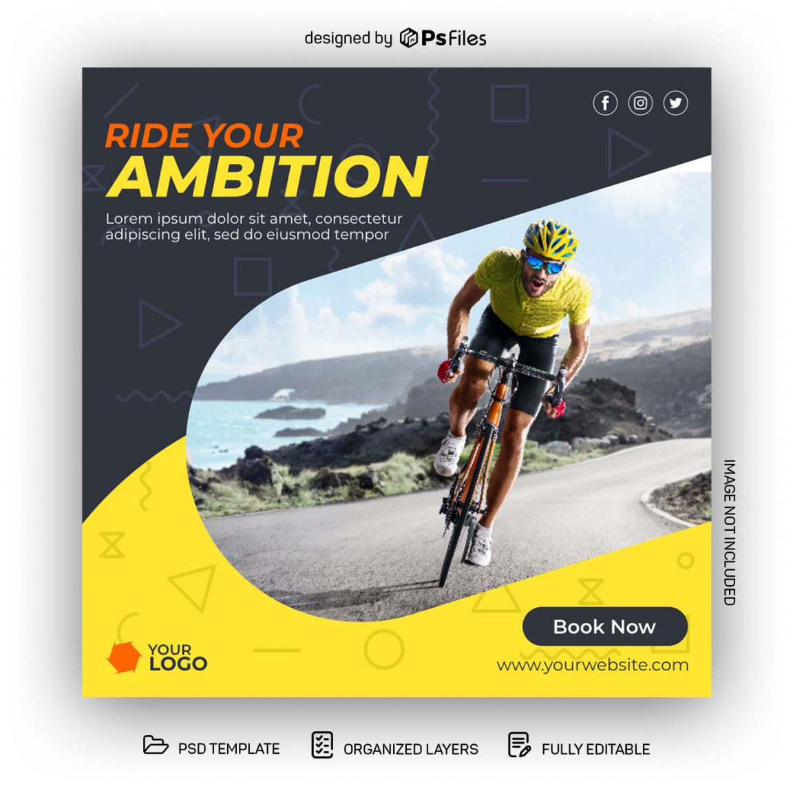 Free Cycling Ride Instagram Post Design PSD Template - PsFiles