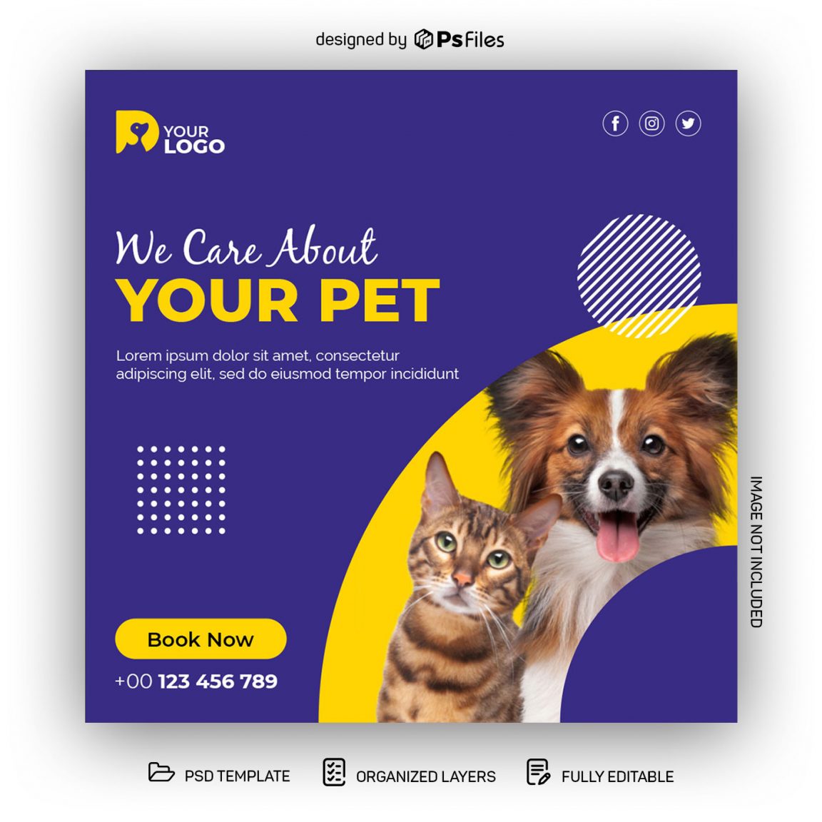 Free Pets Care Instagram Post Design Template PSD - PsFiles
