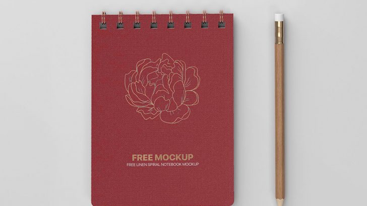 Free Spiral Square Notebook Mockup PSD - PsFiles