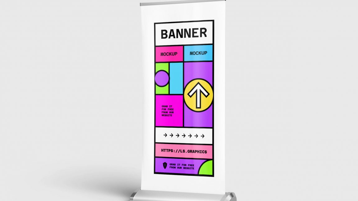1 Free Standee Rollup Banner Mockup PSD - PsFiles