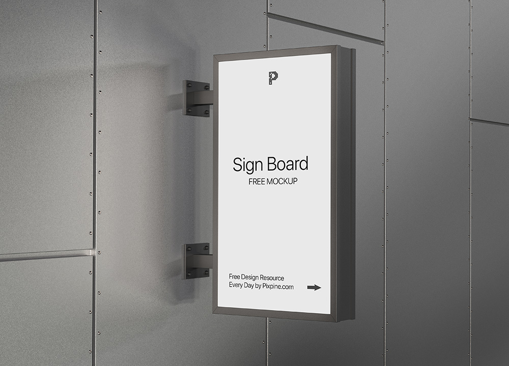 Free Vertical Wall mounted Logo Sign Board Mockup PSD - PsFiles