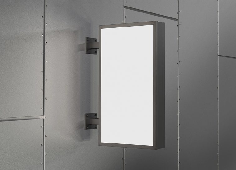 Free Vertical Wall mounted Logo Sign Board Mockup PSD - PsFiles