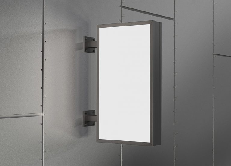 Free Vertical Wall mounted Logo Sign Board Mockup PSD - PsFiles