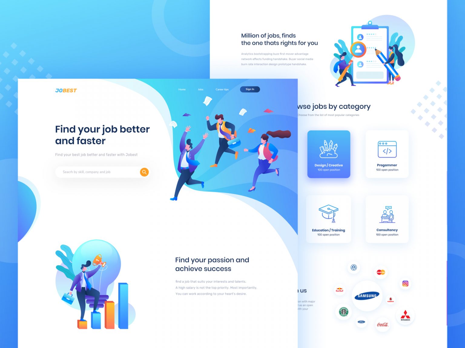 Jobest - Job Portal Landing Page Free PSD Template - PsFiles