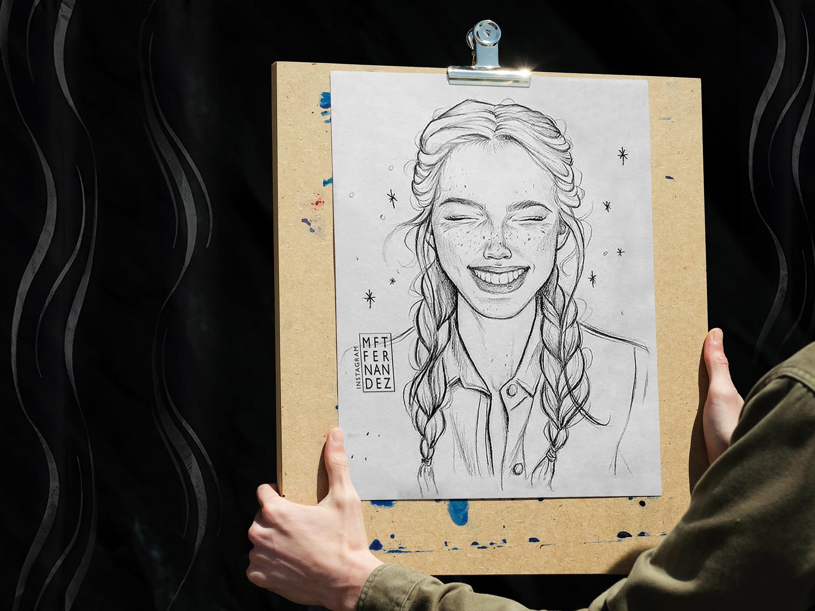 Free Hand Holding Drawing Board Mockup PSD - PsFiles