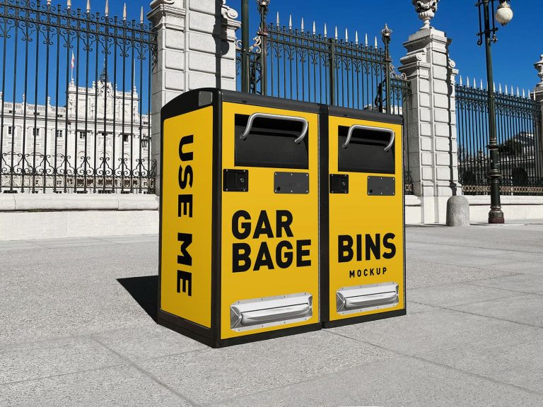 Free Smart Solar Garbage Bins Mockup PSD Set - PsFiles