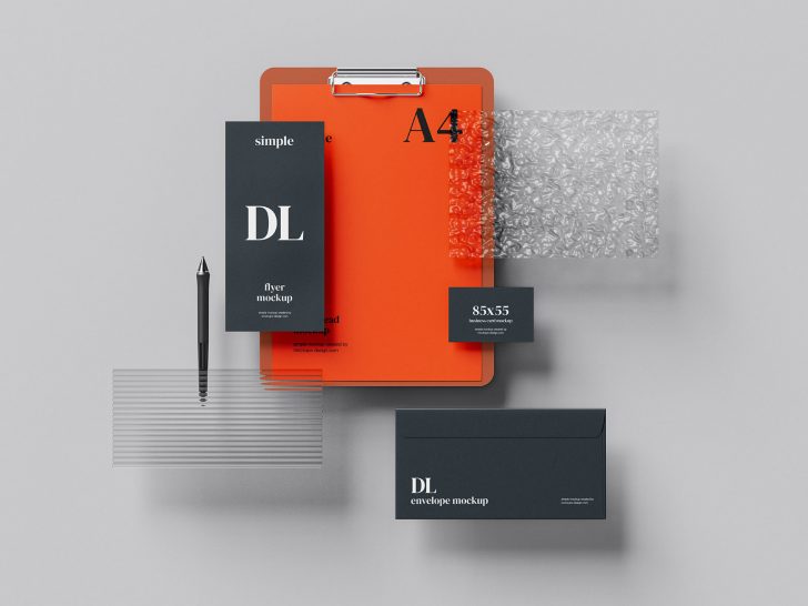 5 Free Premium Stationery With Plexiglass Mockup PSD set - PsFiles