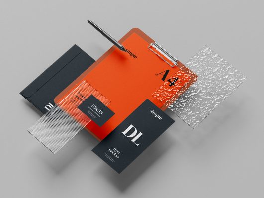 5 Free Premium Stationery With Plexiglass Mockup PSD set - PsFiles