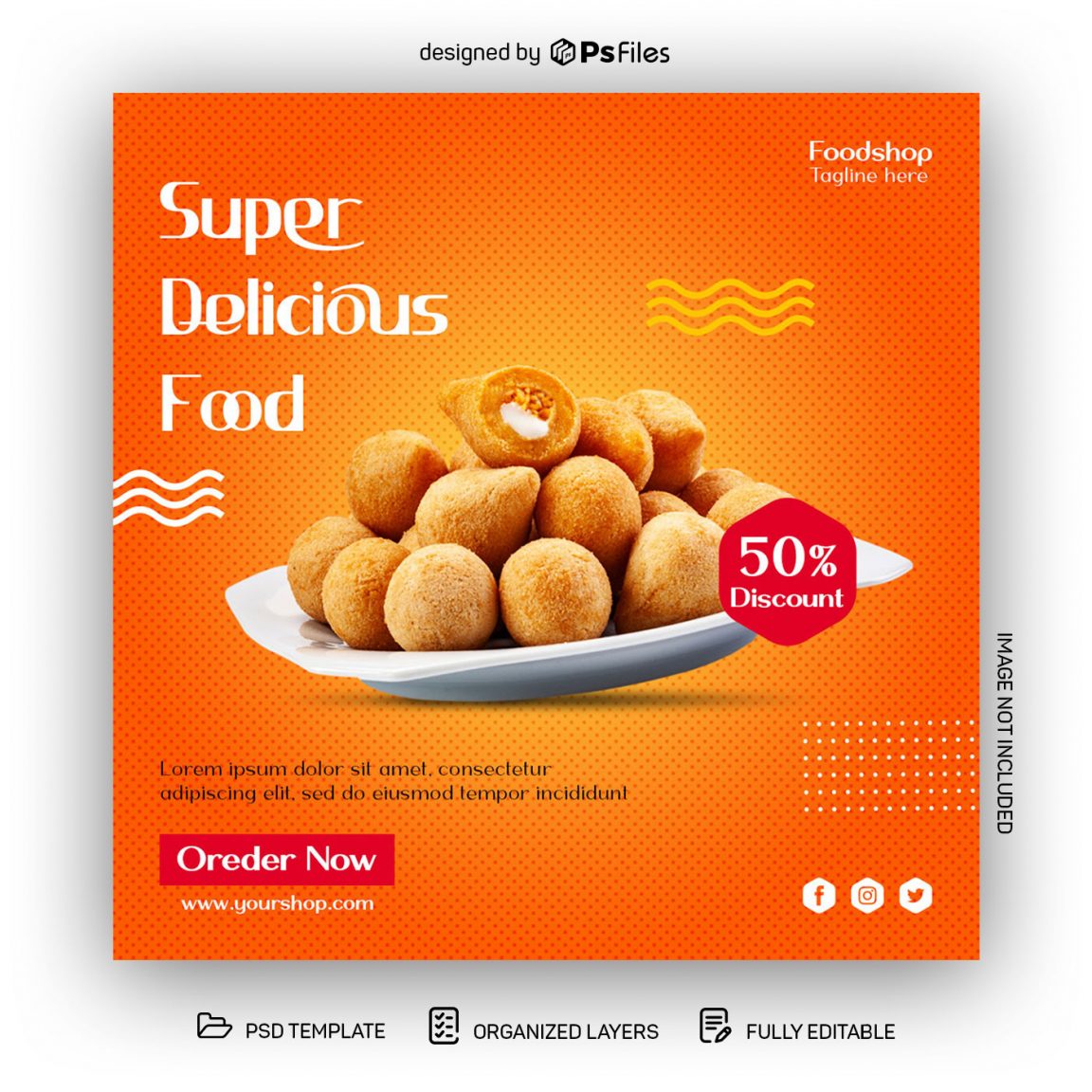 Free Delicious Food Order Social Media Poster PSD Template - PsFiles