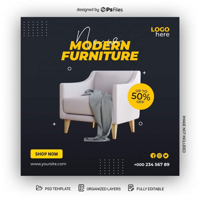 Free Modern Furniture Social Media Post PSD Template - PsFiles
