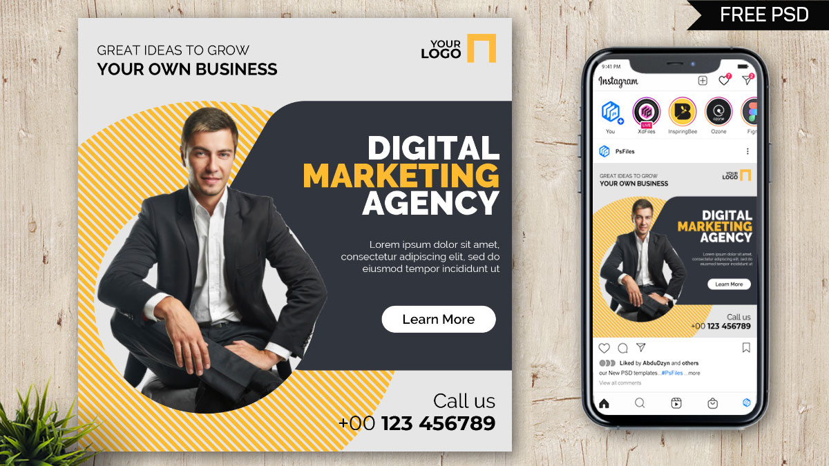 Free Digital Marketing Instagram Post Template PSD