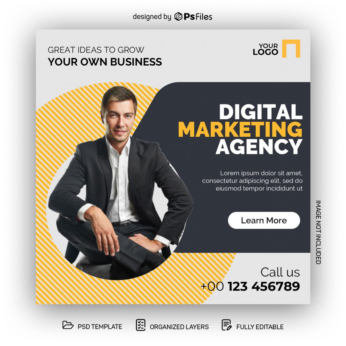 Free Modern Digital Marketing Instagram Post PSD Template 08