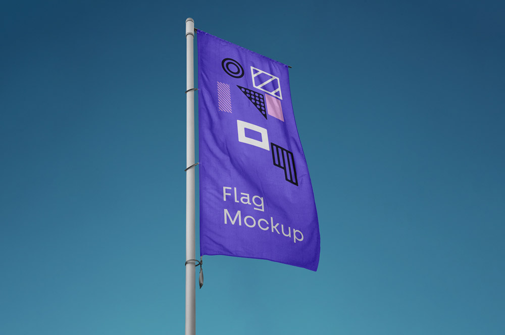 Free Vertical Flag Mockup PSD - PsFiles