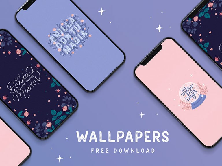 Free Floral Typography Iphone Wallpepr set - PsFiles