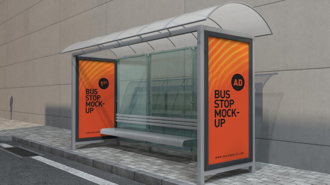 Free Bus Stop Billboard Free MockUp PSD PSD - PsFiles