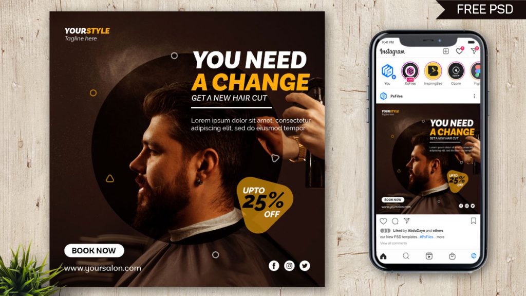 Free Beauty Salon Social Media Post Design PSD Template - PsFiles