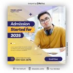 Free Instagram Post Design PSD Template for Admission Started - PsFiles