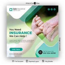 Free Social Media Post Design PSD Template Insurance Agency