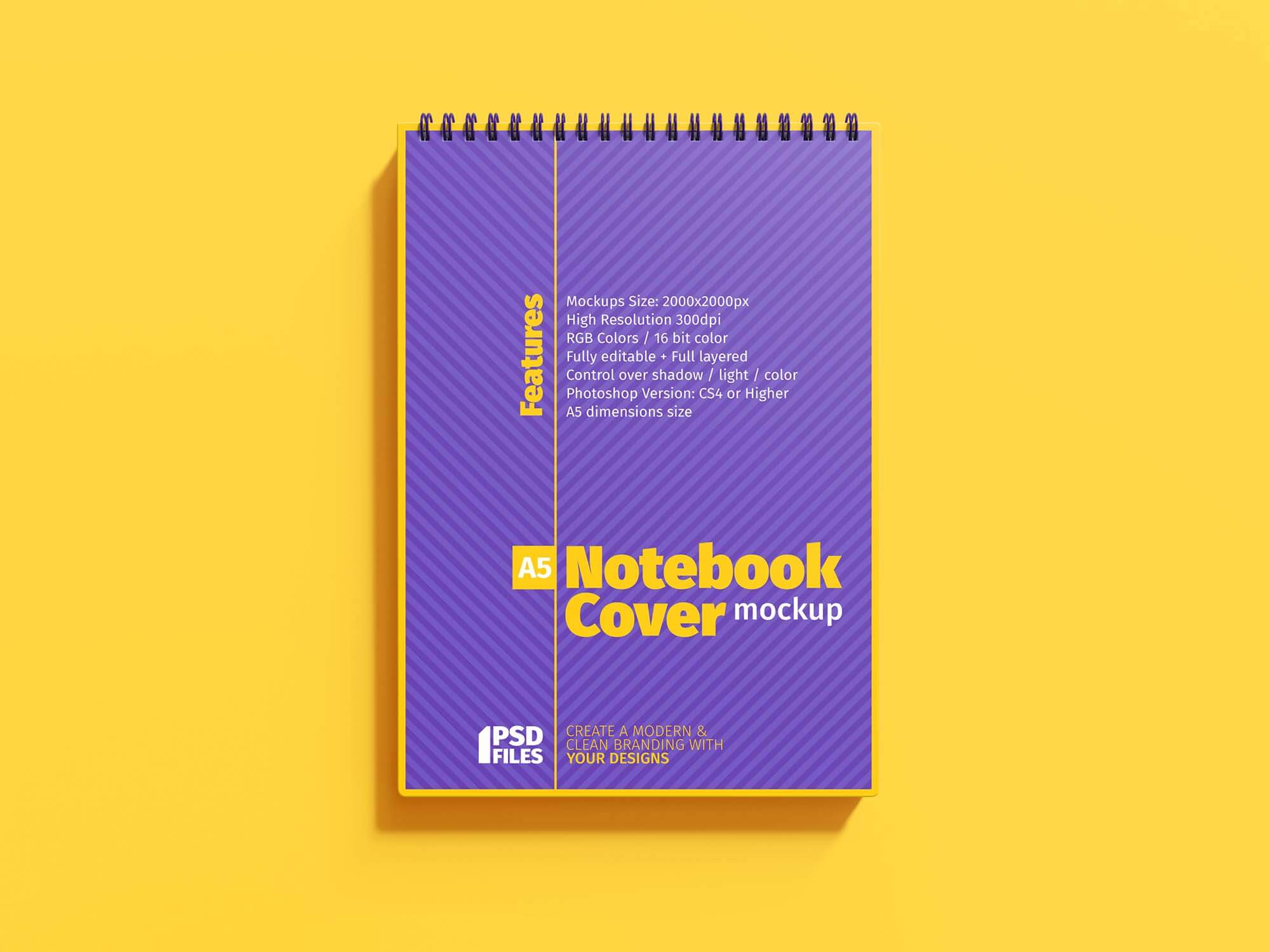 Free A5 Cover Notebook Mockup PSD - PsFiles